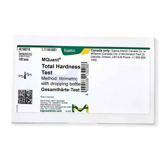 ΤΕΣΤ ΣΚΛΗΡΟΤΗΤΑΣ ΝΕΡΟΥ MERCK 1.11104.0001 (TOTAL HARDNESS TEST)